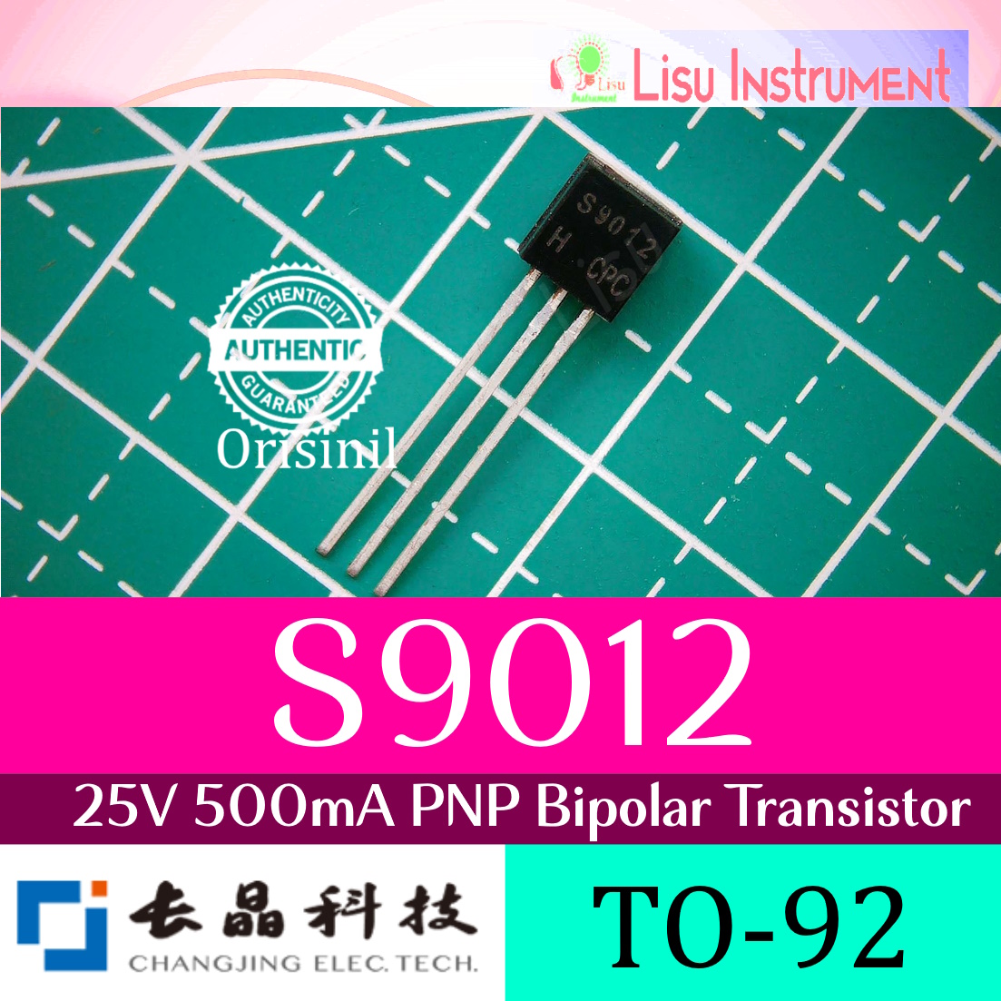 S9012 25V 500mA PNP Bipolar Transistor BJT 9012 TO-92 CJ Original ...