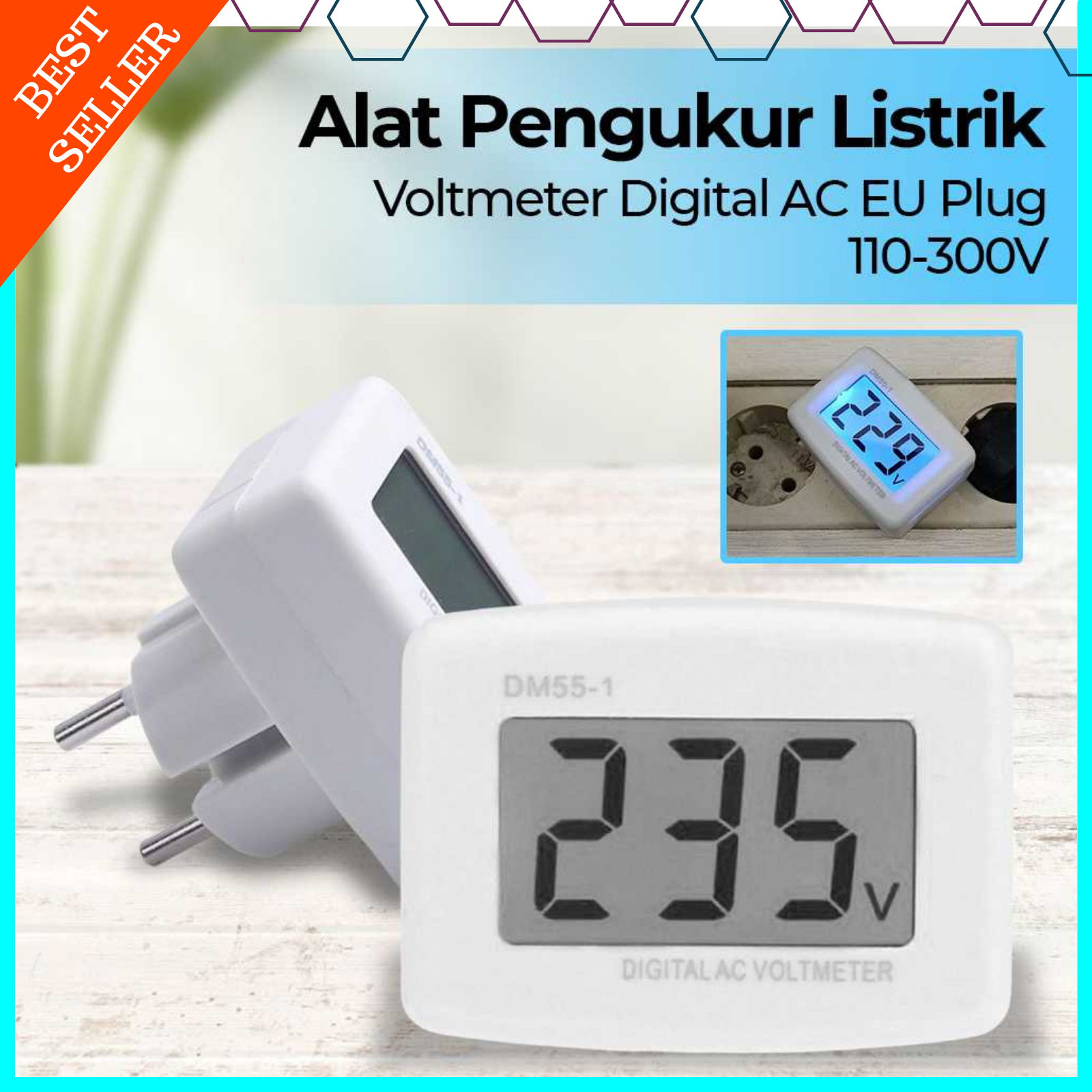 COD Alat Pengukur Listrik Voltmeter Digital AC EU Plug 110-300V ...