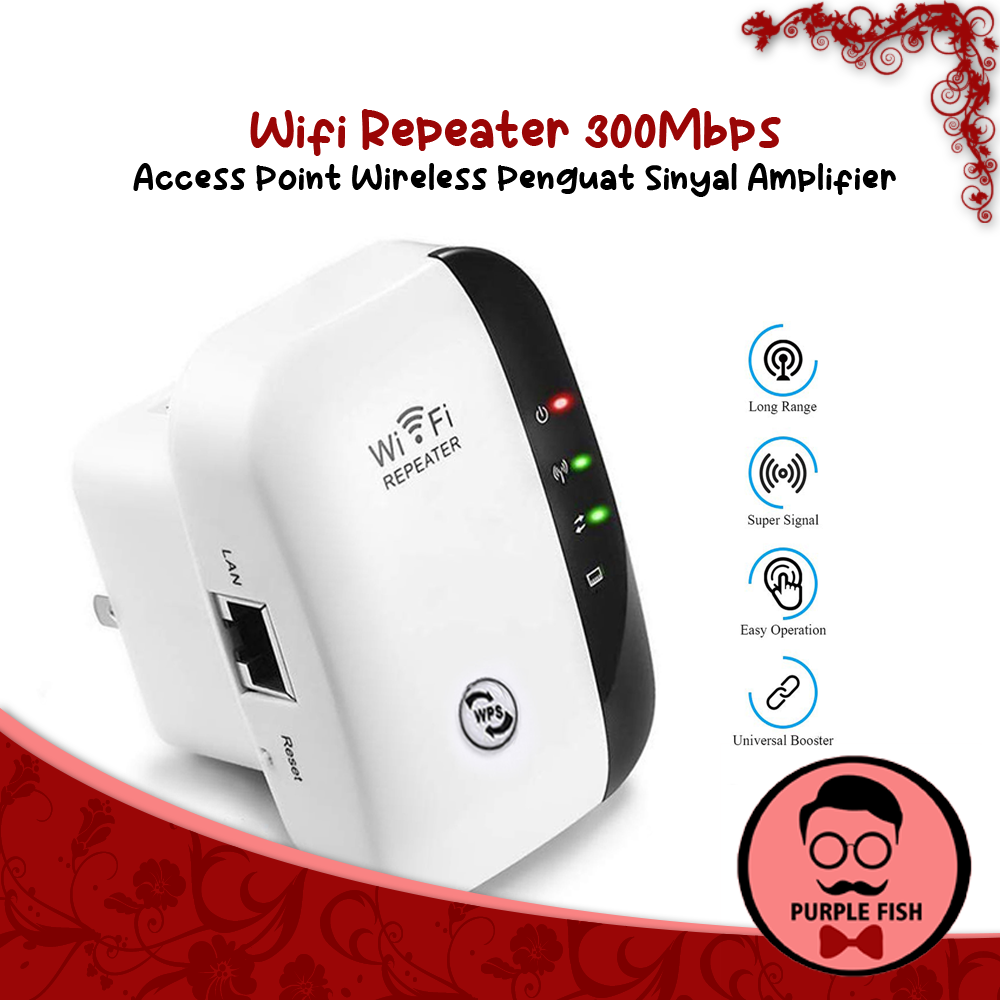 Wifi Repeater 300Mbps Access Point Wireless Penguat Sinyal Amplifier ...