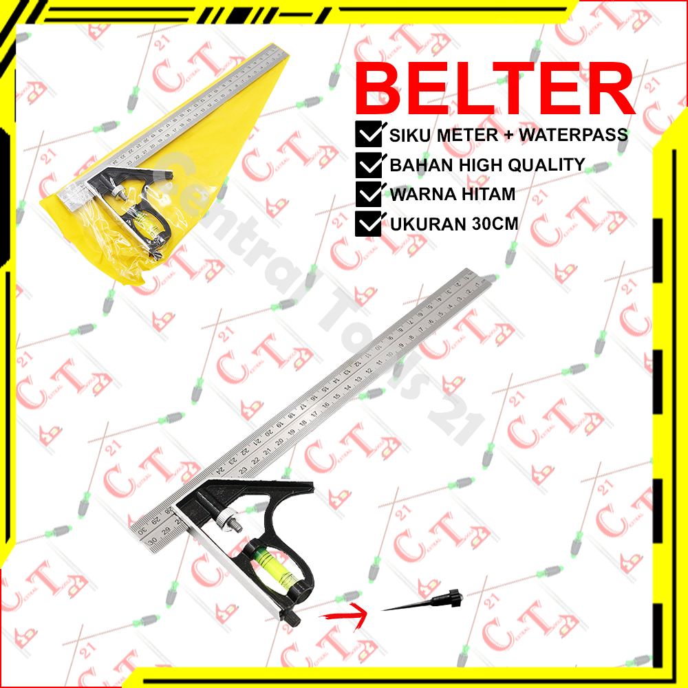 Penggaris Siku Meter Waterpass Waterpas 12 Inch Penggaris Tukang Alat ...