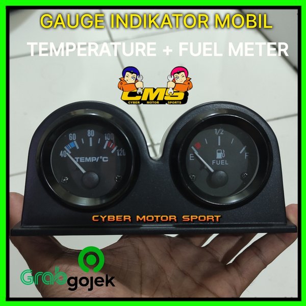 Indikator mobil Temperature plus fuel meter universal . gauge dashboard ...