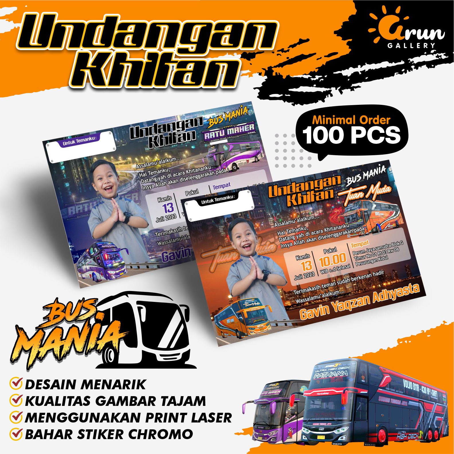 Undangan Sticker Khitan Anak / Undangan Khitan Custom / Undangan Khitan ...