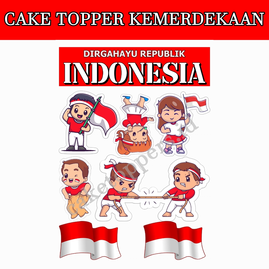 cake topper kemerdekaan indonesia/hiasan tumpeng kemerdekaan/topper ...