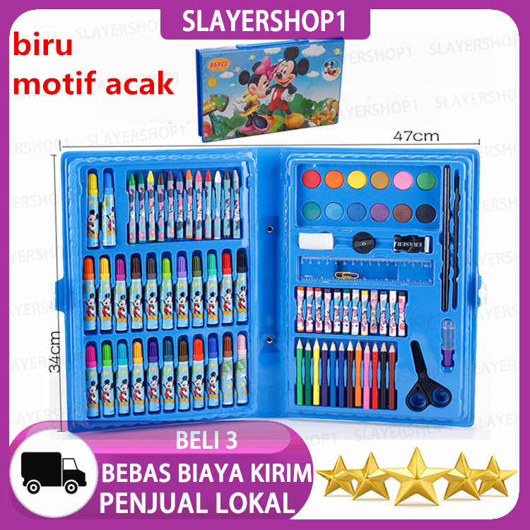 Slayershop motif acak COLOURING SET 86 IN 1 CRAYON KARAKTER CAT AIR ...