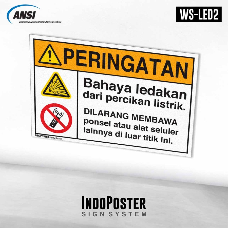 Stiker K3 Safety Sign ANSI ISO Bahaya Ledakan dari percikan listrik ...