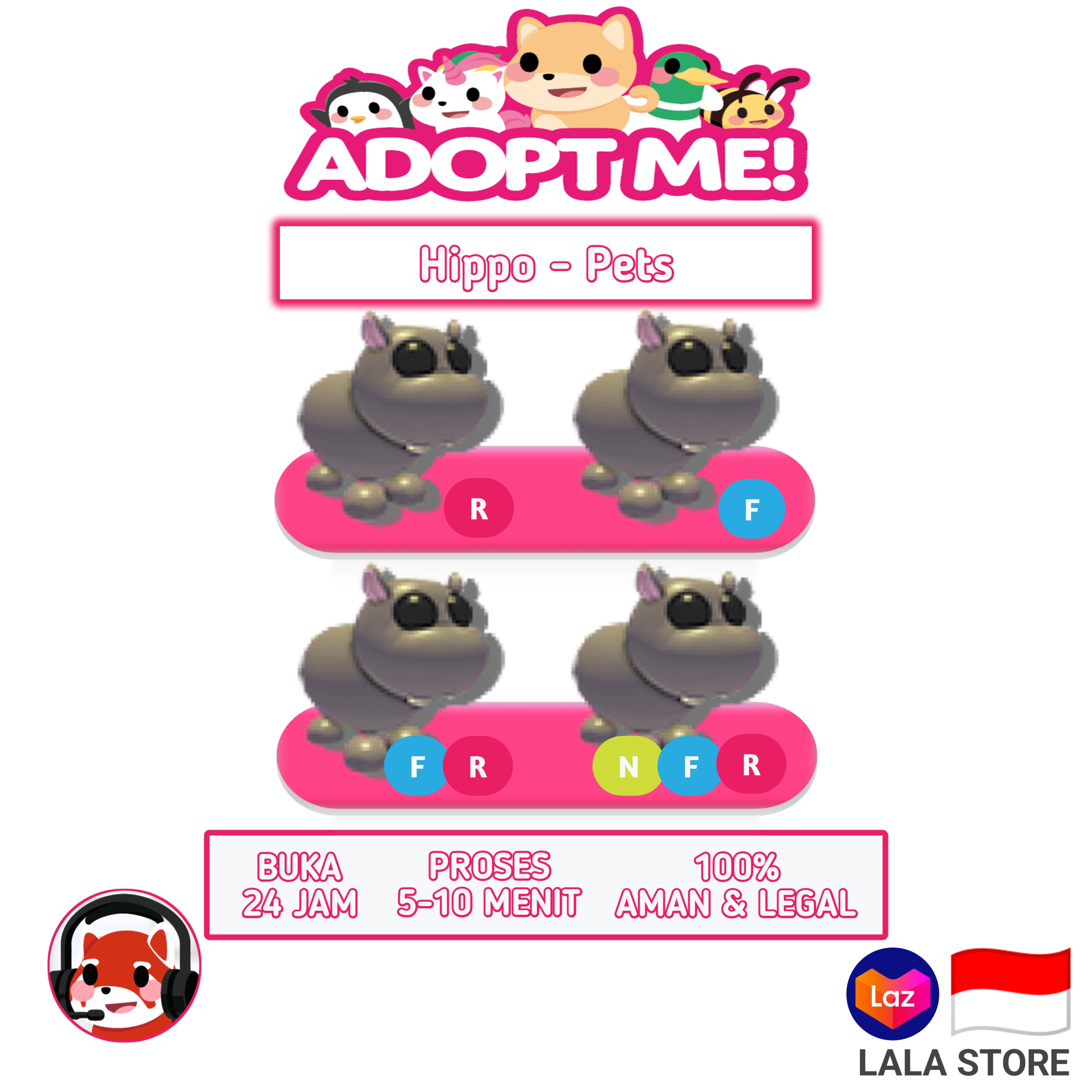 Adopt Me - Hippo - Roblox | Lazada Indonesia