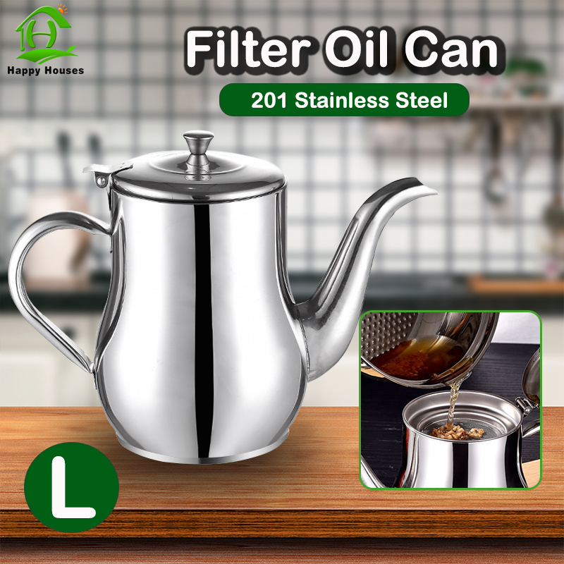 Happy Houses Stainless Steel Oil Pot Container Kitchen Oil Filter Cup ...