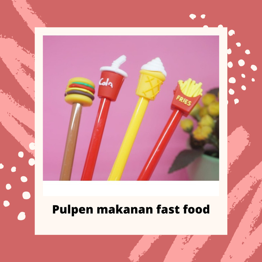 pulpen pena pen gel karakter makanan burger kola | Lazada Indonesia