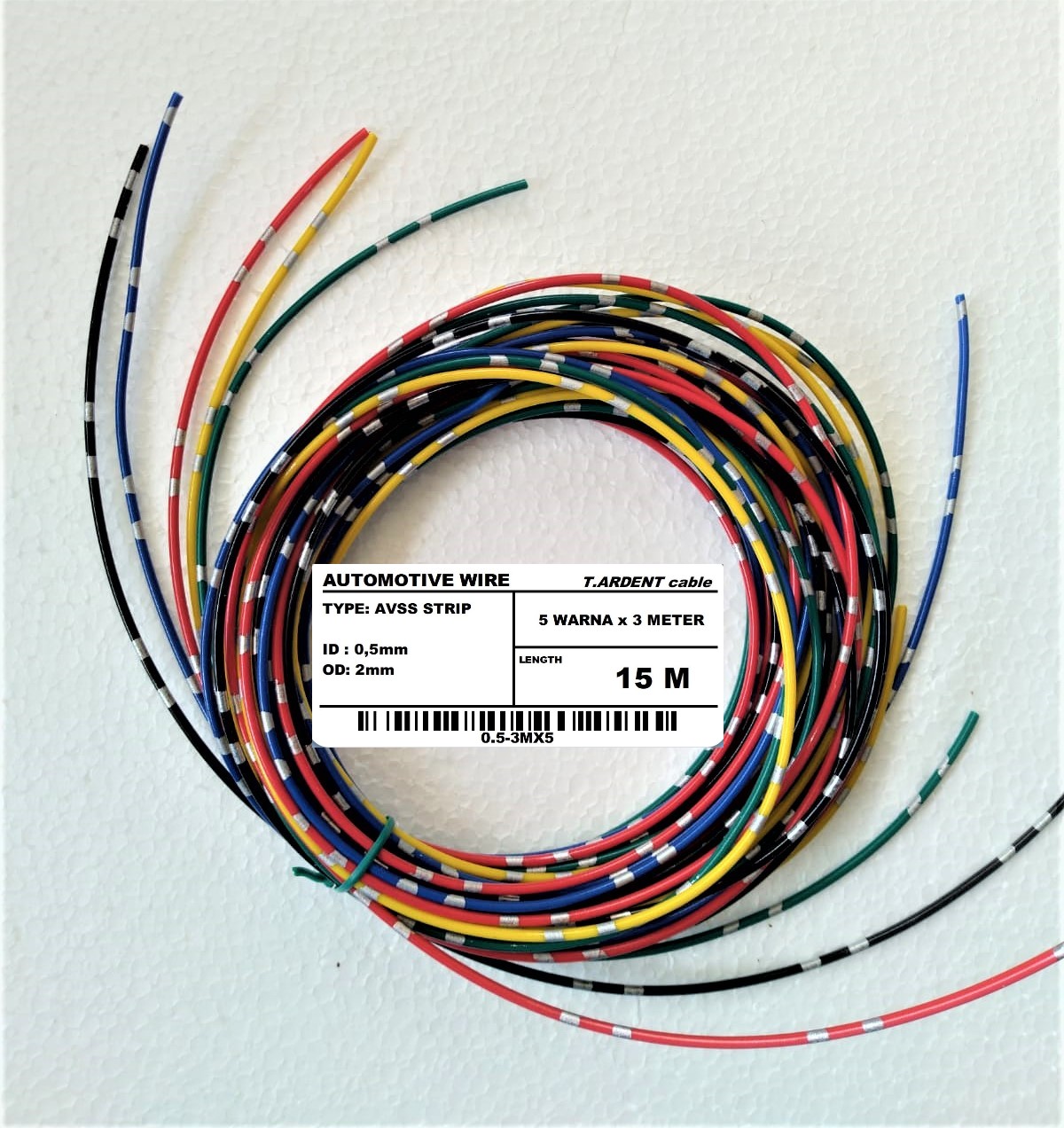 Kabel bintik Jepang 0,5mm x 5 warna x 3 m mobil motor 15 meter | Lazada ...