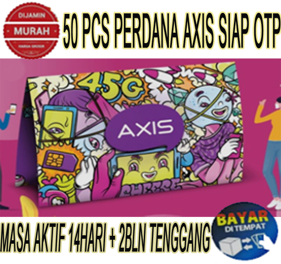 1 Box Isi 50 Pcs Kartu Perdana Axis Axiata Aktif Siap Pakai OTP ...