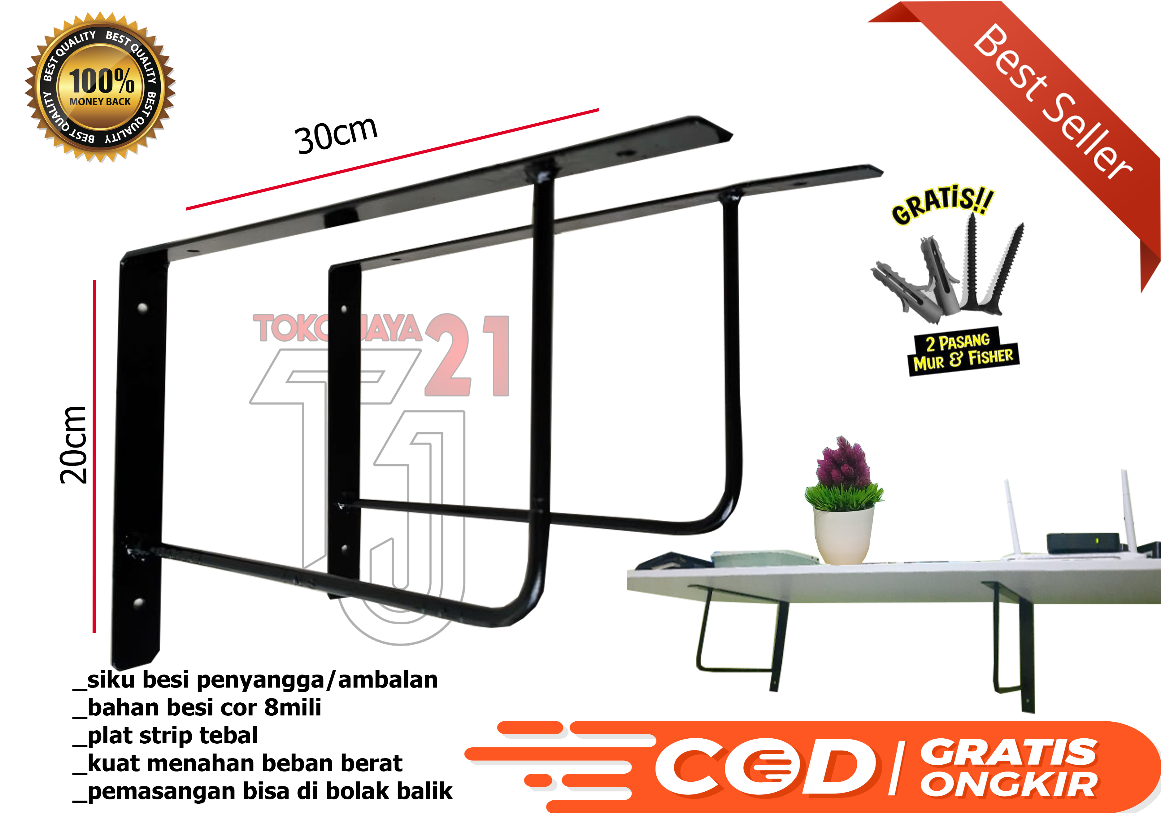 Rak besi siku penyangga rak dinding 30x20 | Lazada Indonesia