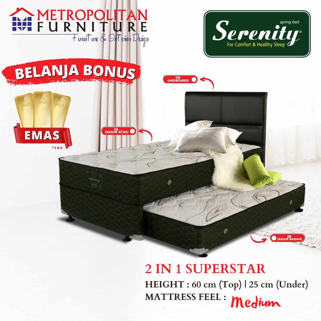 Springbed Elite Serenity 2in1 Superstar Full Set Spring Bed Matras