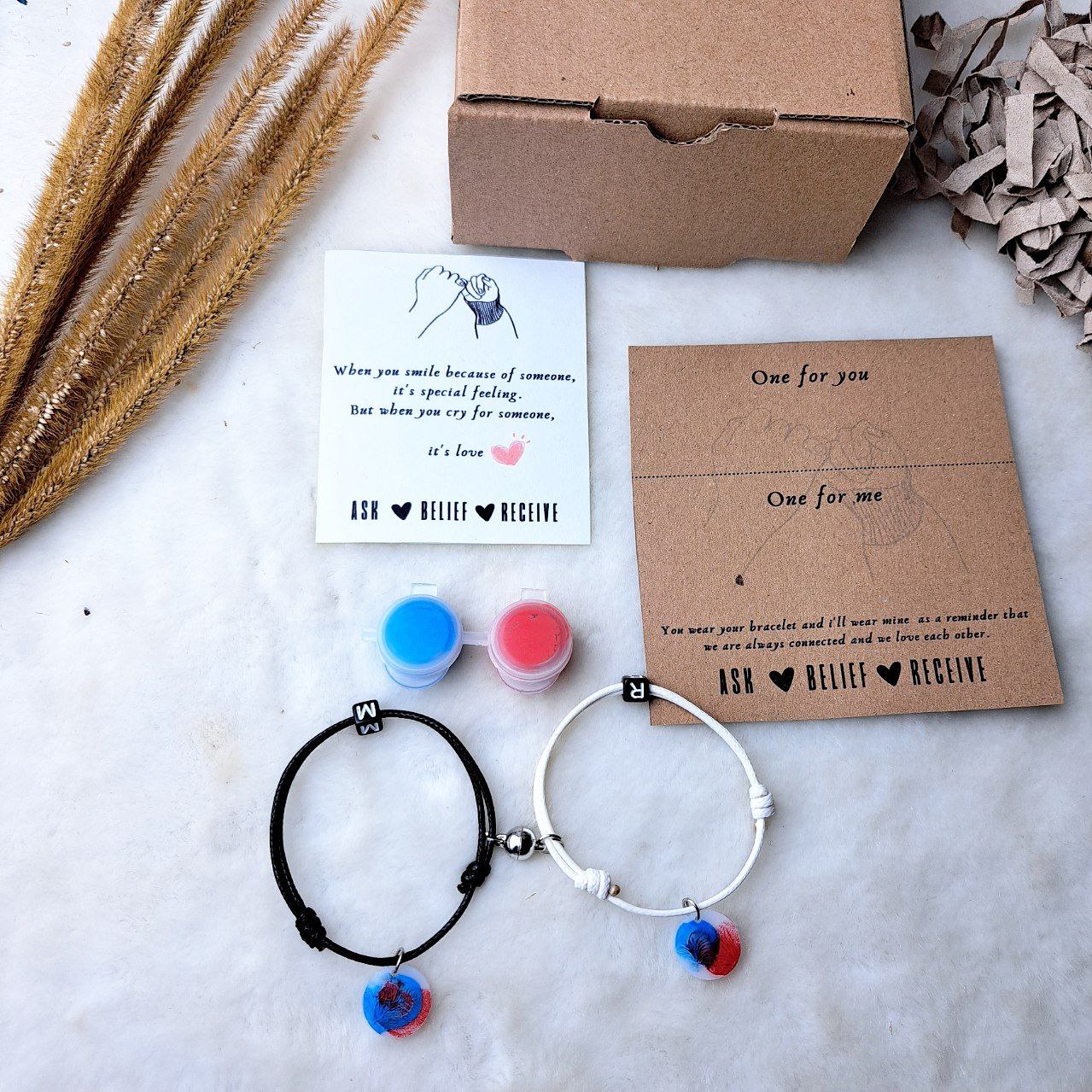 gelang couple sidik jari DIY ( free box ) / gelang tali couple viral ...