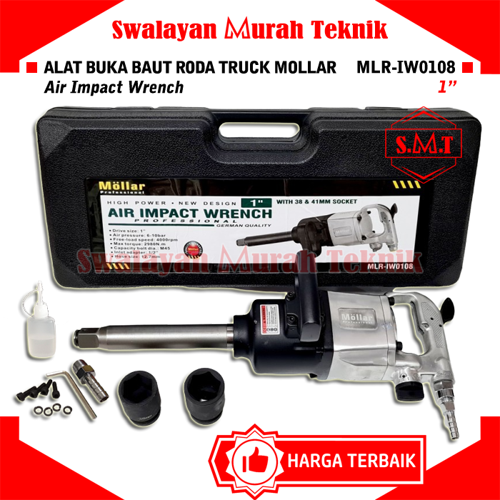 MOLLAR IW0108 AIR IMPACT WRENCH 1" ALAT BUKA BAUT RODA TRUCK 38mm 41mm ...