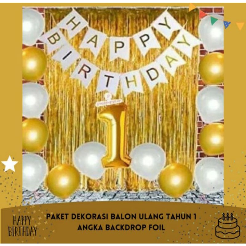 Paket Dekorasi Balon Ulang Tahun satu angka JUMBO double backdrop ...
