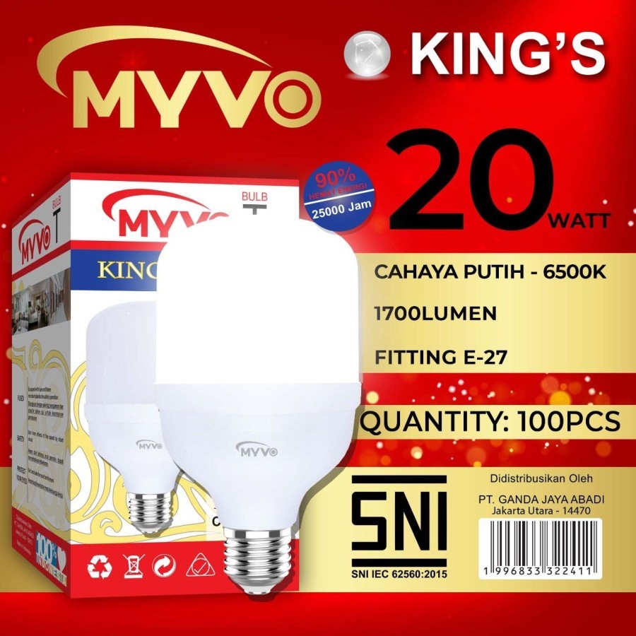 MYVO KINGS LAMPU LED CAPSULE 20W 20 WATT PREMIER REVO VARIO SNI E27 | Lazada Indonesia