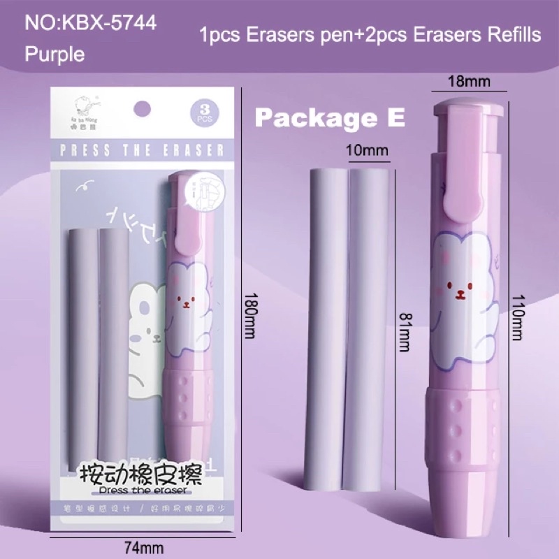 retractable cute eraser korean style penghapus pensil bentuk pen shape ...