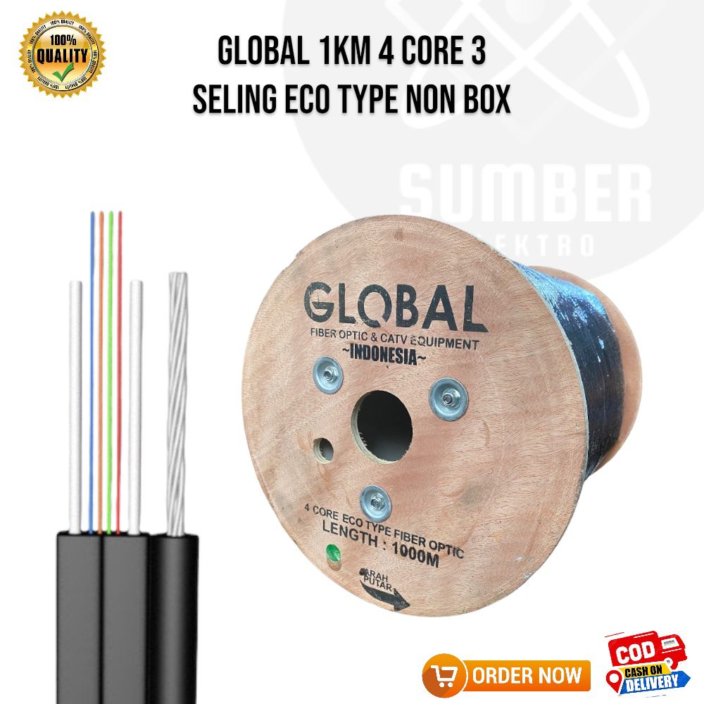 GLOBAL KABEL FO 4 CORE 3 SELING 1 KM ECO TYPE NON BOX DROPCORE CABLE ...