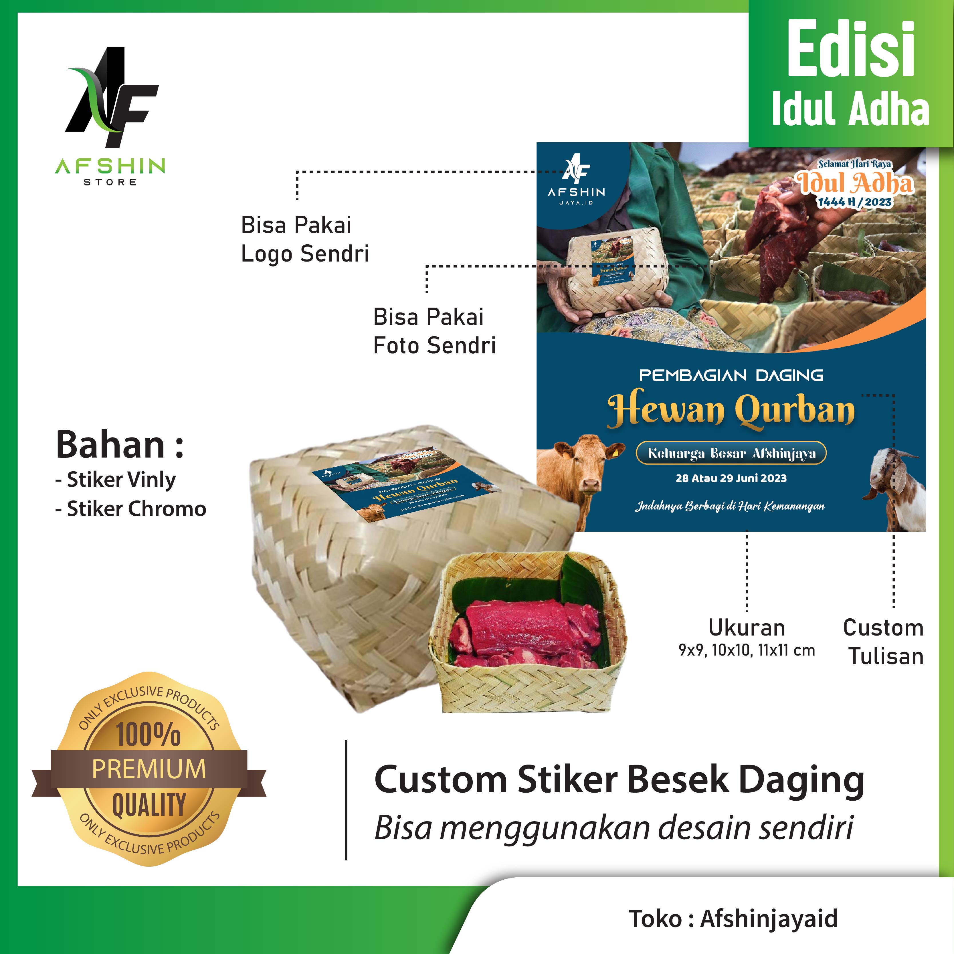 Custom Stiker Label Tempat kotak Pembagian Daging Hewan Qurban Besek ...