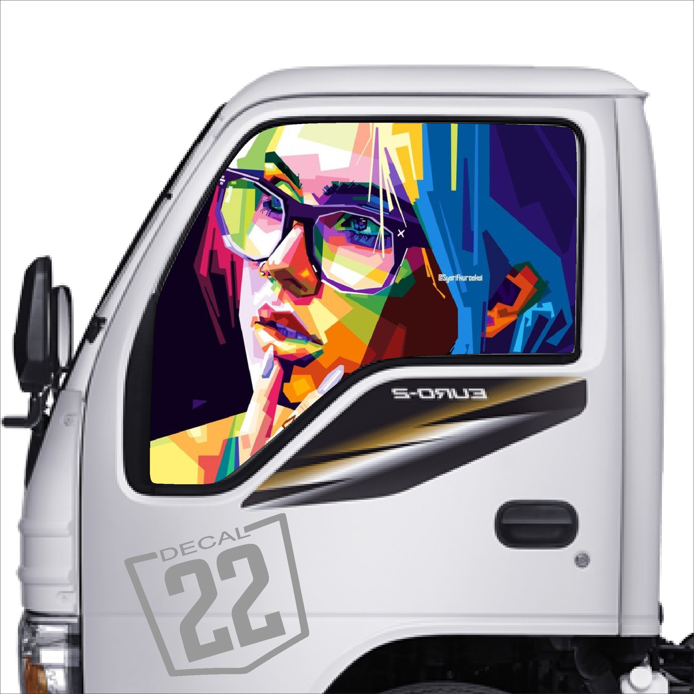 STIKER KACA TRUK ELF STIKER ONE WAY TRUK ELF DUA DUA DECAL STORE KODE ...