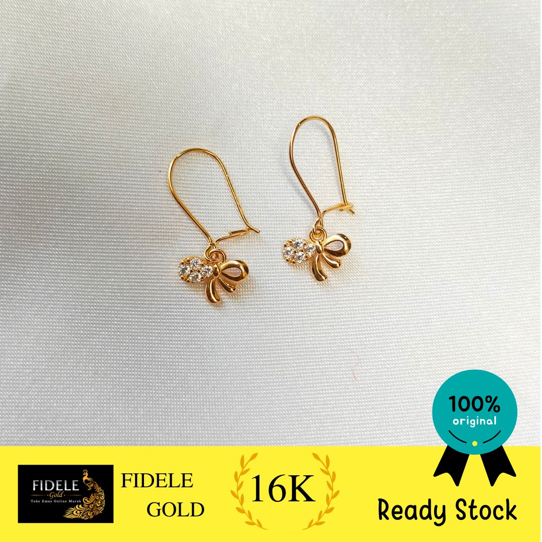 Anting Desi Pita Permata Simple Cantik Emas Asli Kadar Tua 700 | Lazada ...