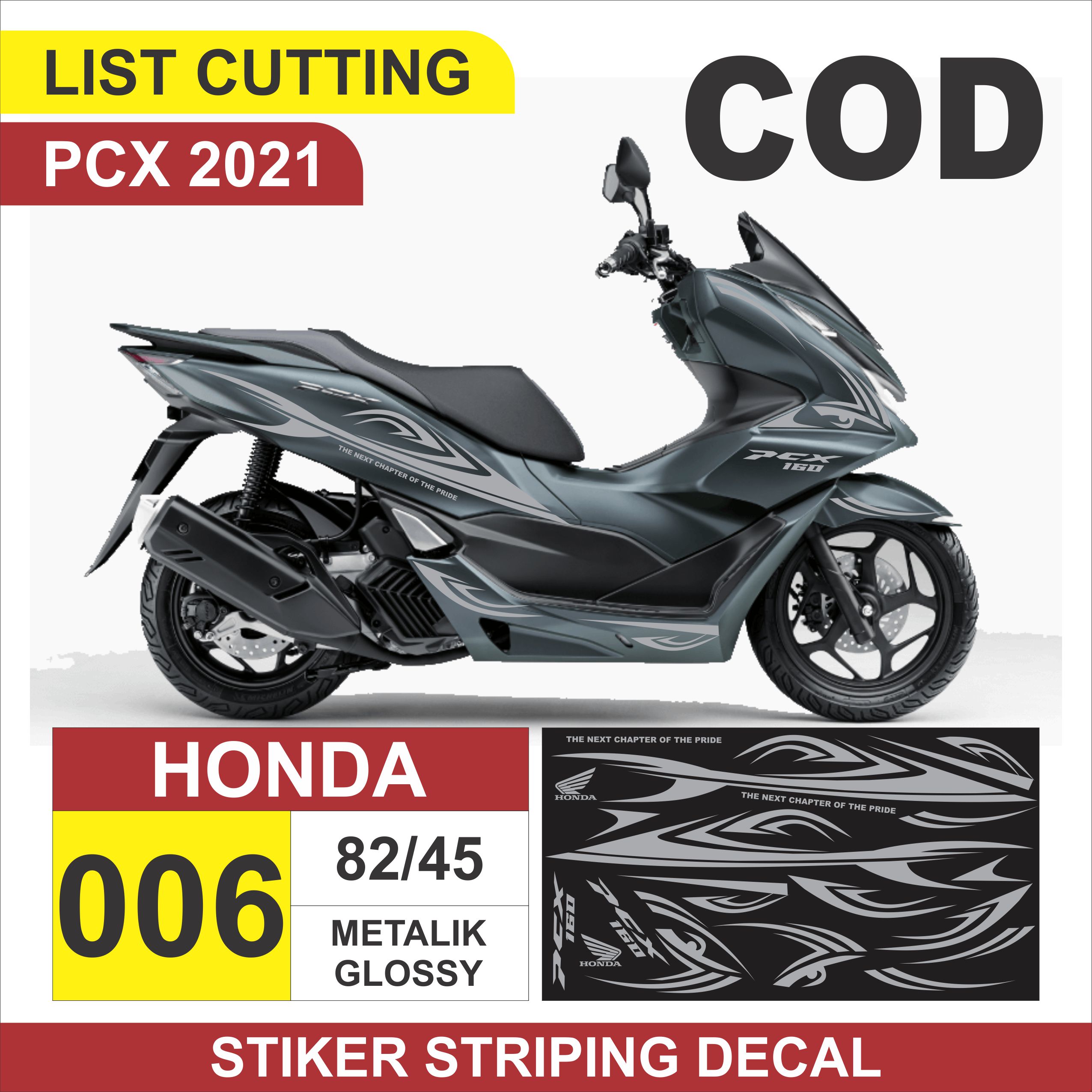 Stiker cutting body cutting honda PCX 2021 Variasi Metalik glossy ...