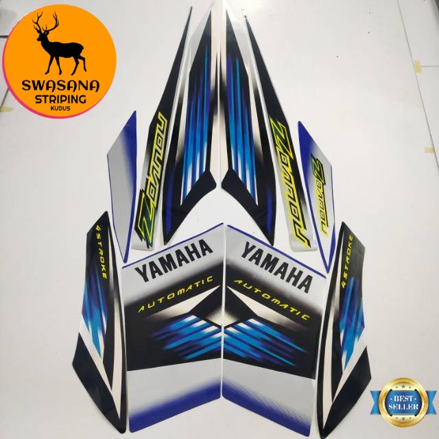 Striping Decal Polet Sticker yamaha nouvo z 2005 2006 hitam silver lis ...