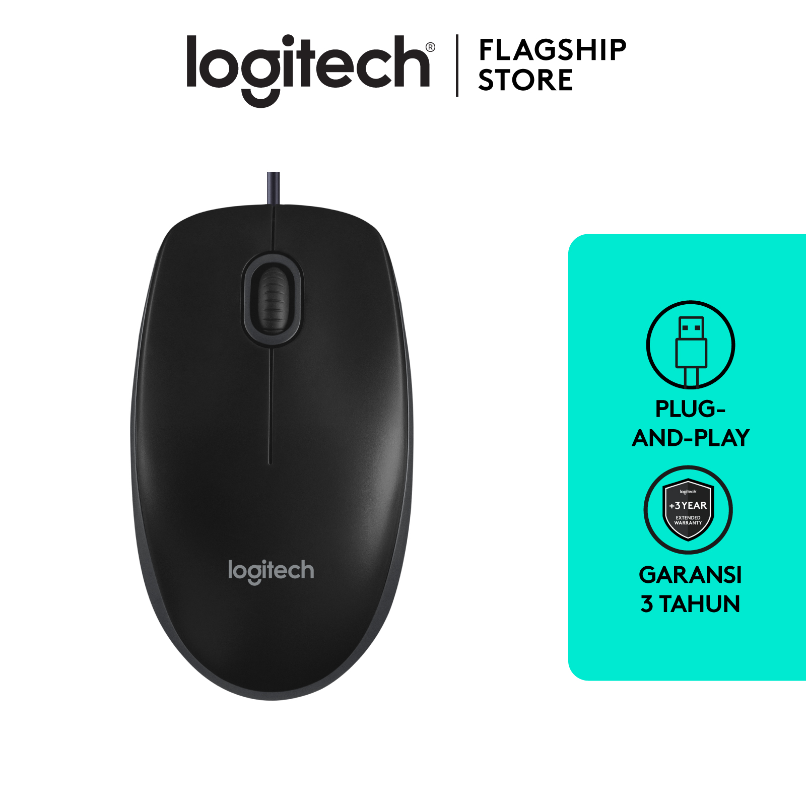 Logitech B100 Optical USB Mouse - Hitam | Lazada Indonesia
