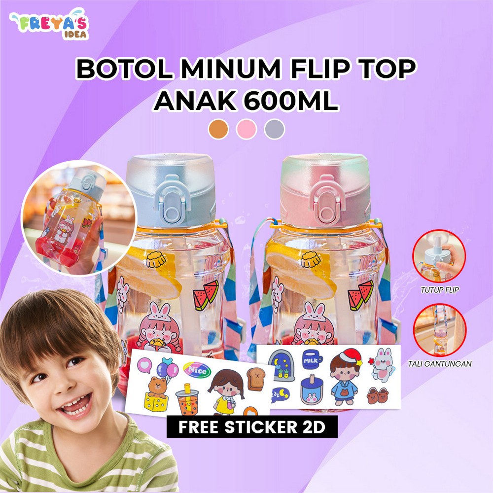 FR-C830 Botol Air Minum 600ML FREE Tali Botol Minum Flip Top Anak BPA ...