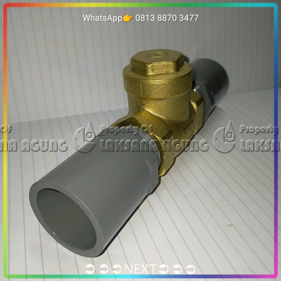 Klep tabok 1 inch Check Valve kuningan + Sok drat Rucika + Seal tape ...