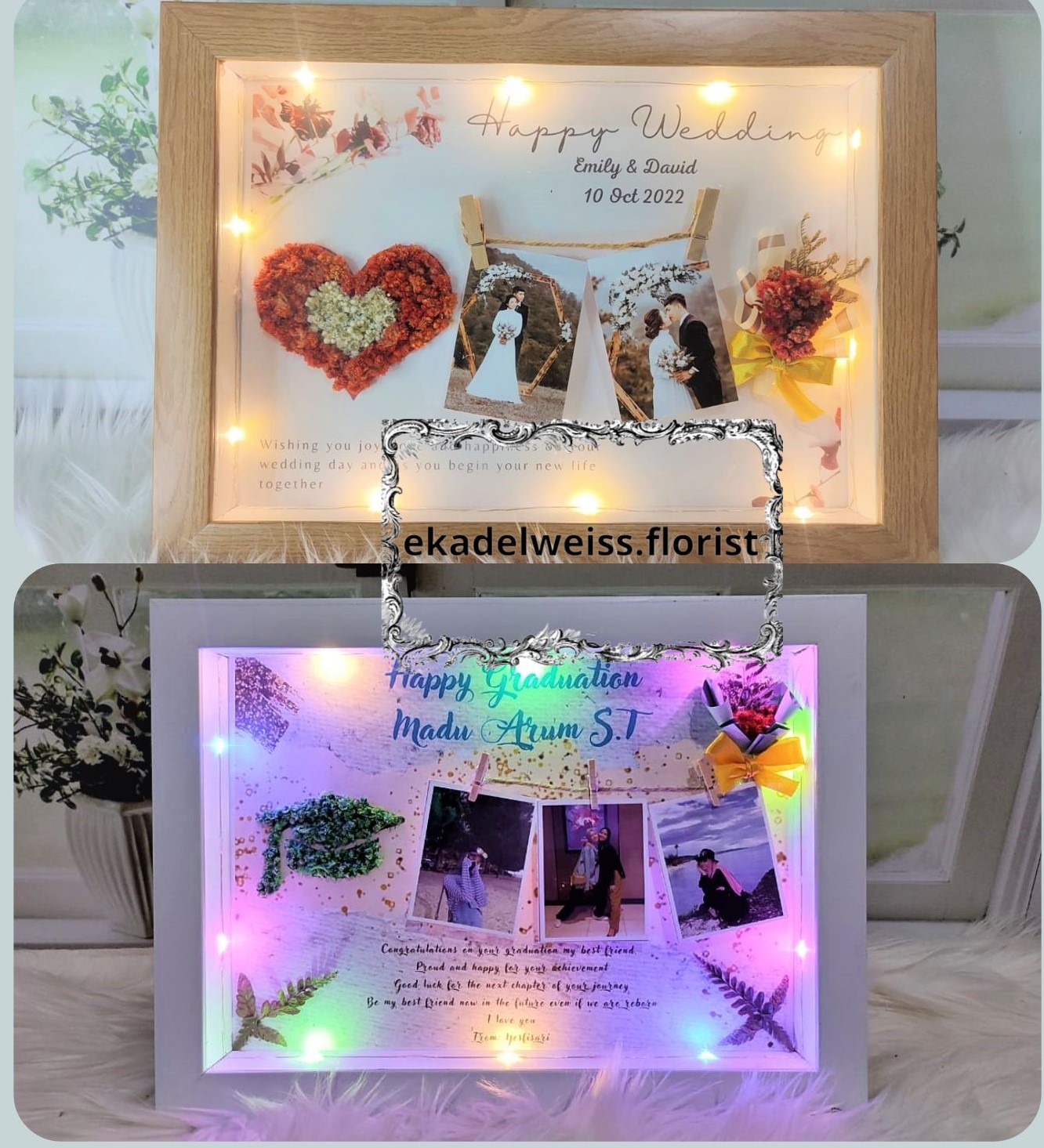 Flower In Frame Kado Ulang tahun/ Kado wisuda/ Kado Wedding Bingkai ...