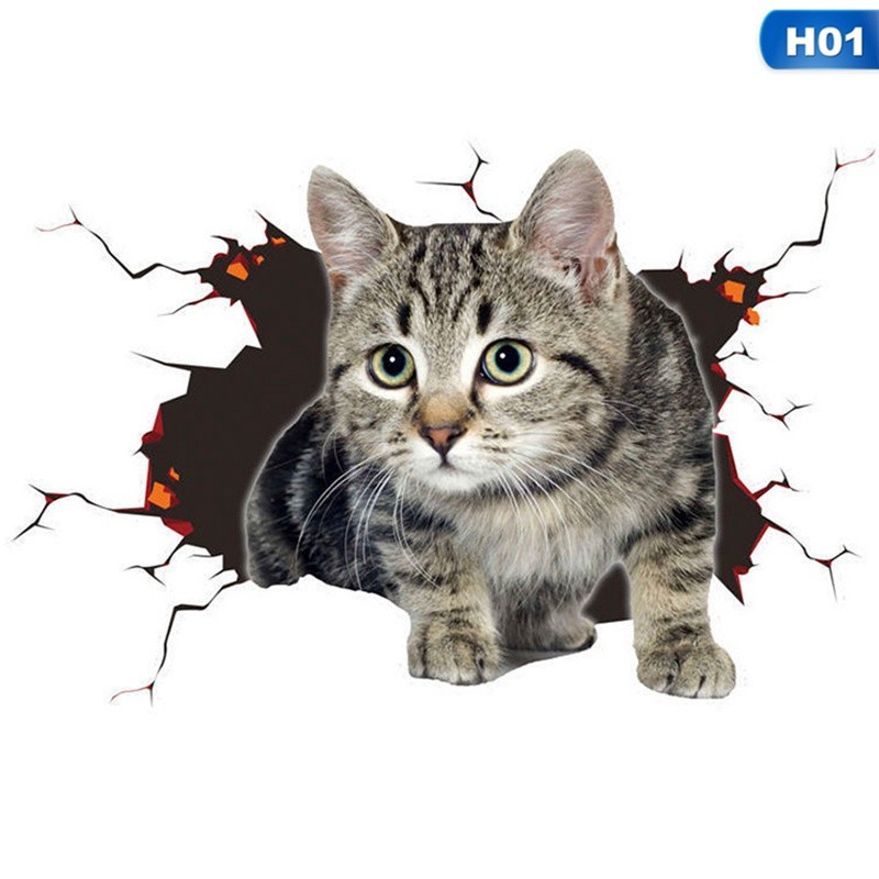Stiker Kucing Lucu 3D wallpaper sticker hewan aksesoris hiasan dekorasi ...