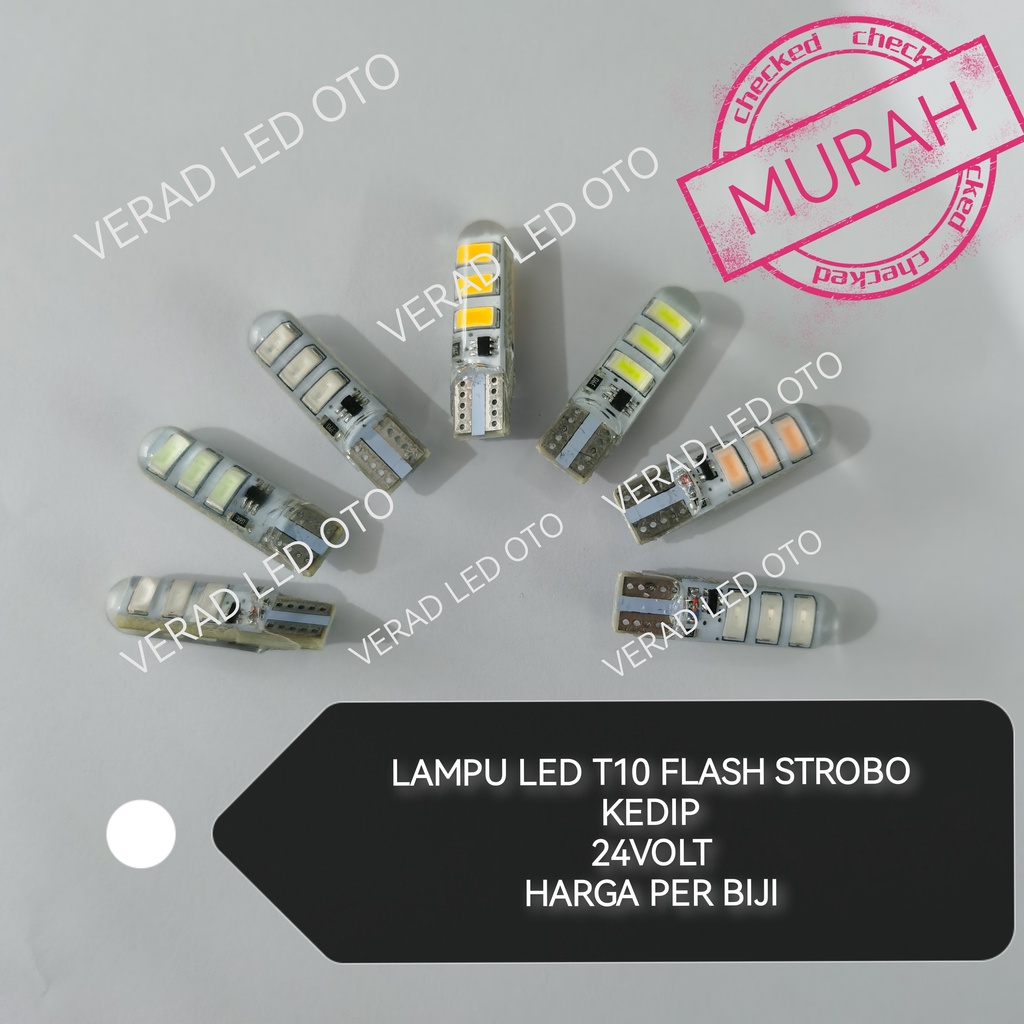 LAMPU LED T10 24VOLT 6 MATA SMD KEDIP FLASH STROBO PESAWAT 24 VOLT TRUK ...