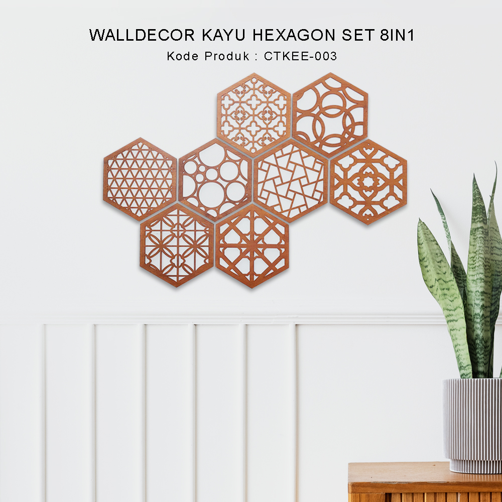 Hiasan Dinding Hexagon Aesthetic Minimalis I Walldecor Kayu plywood ...