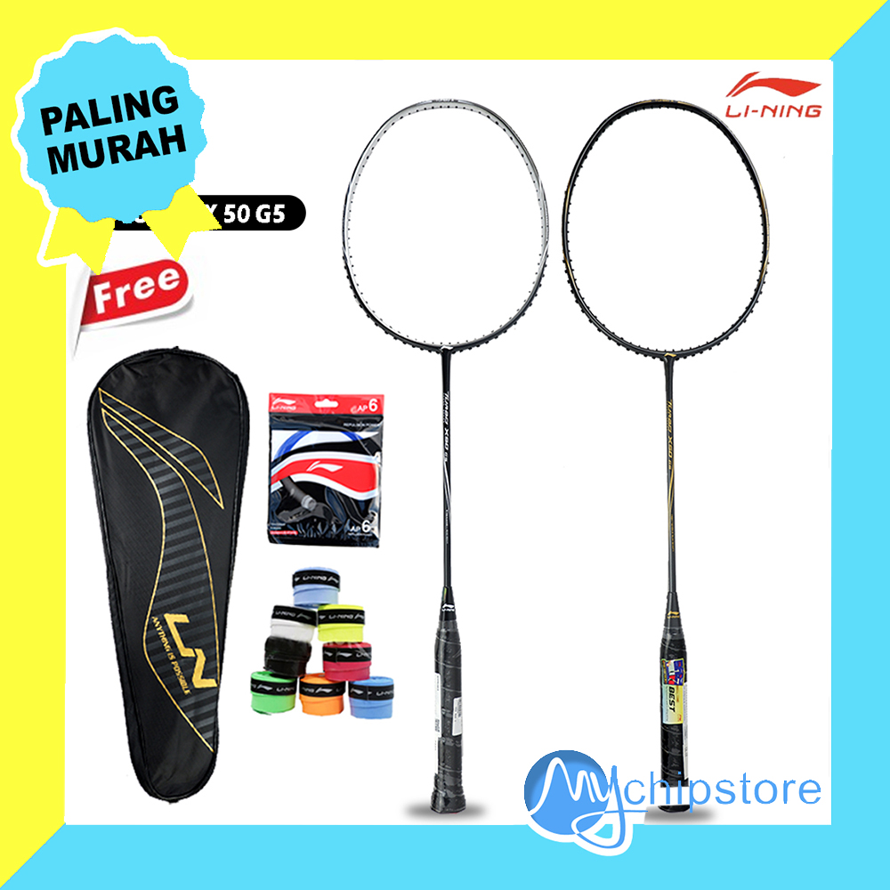 Raket Badminton LINING TURBO X 50 G5 + Biaya Pasang Senar Digital ...