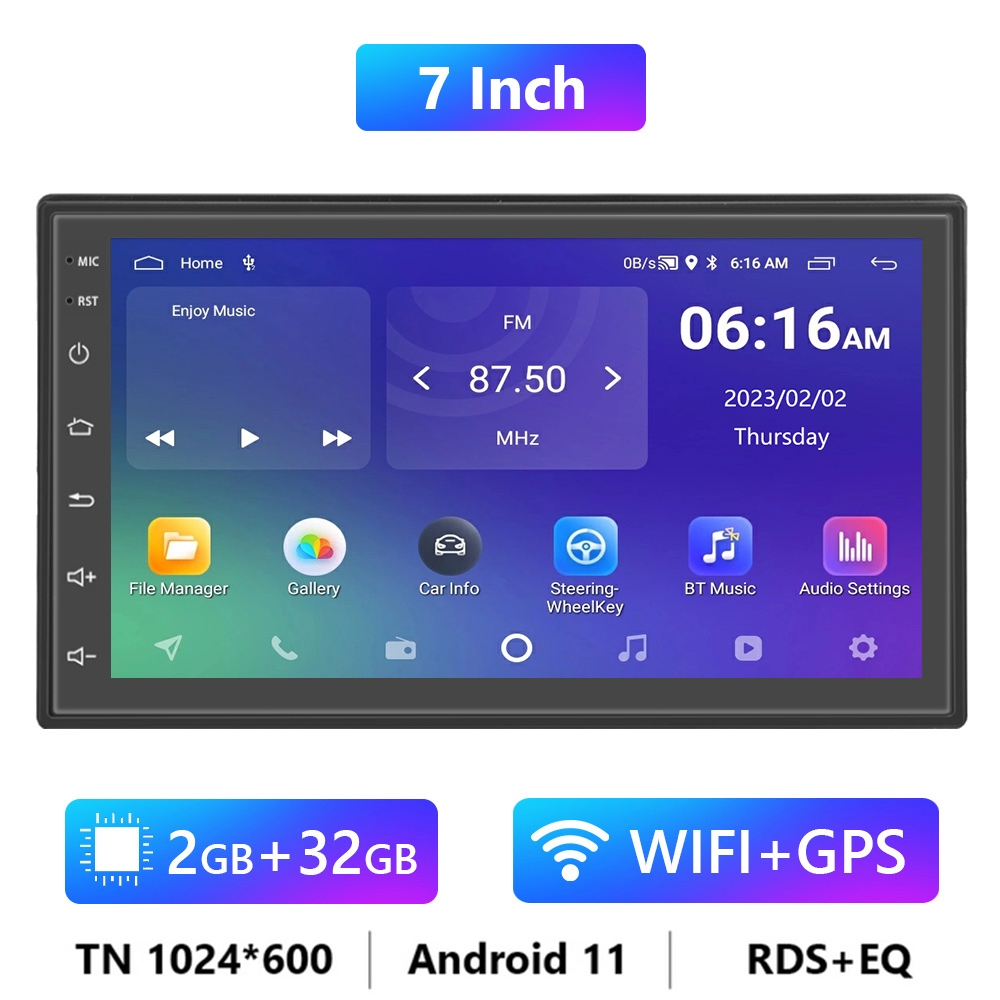 Head Unit Android 9 Inch Double Din Mobil 7 Inci 9 Inci 10 Inci RAM 4GB+32GB ROM Wifi GPS ...
