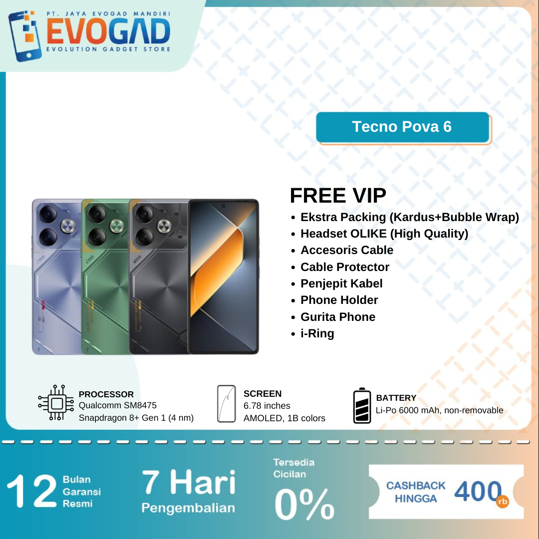 Tecno Pova 6 8/256GB & 12/256GB, 70w Ultra Charger 6000 mAh Snapdragon ...