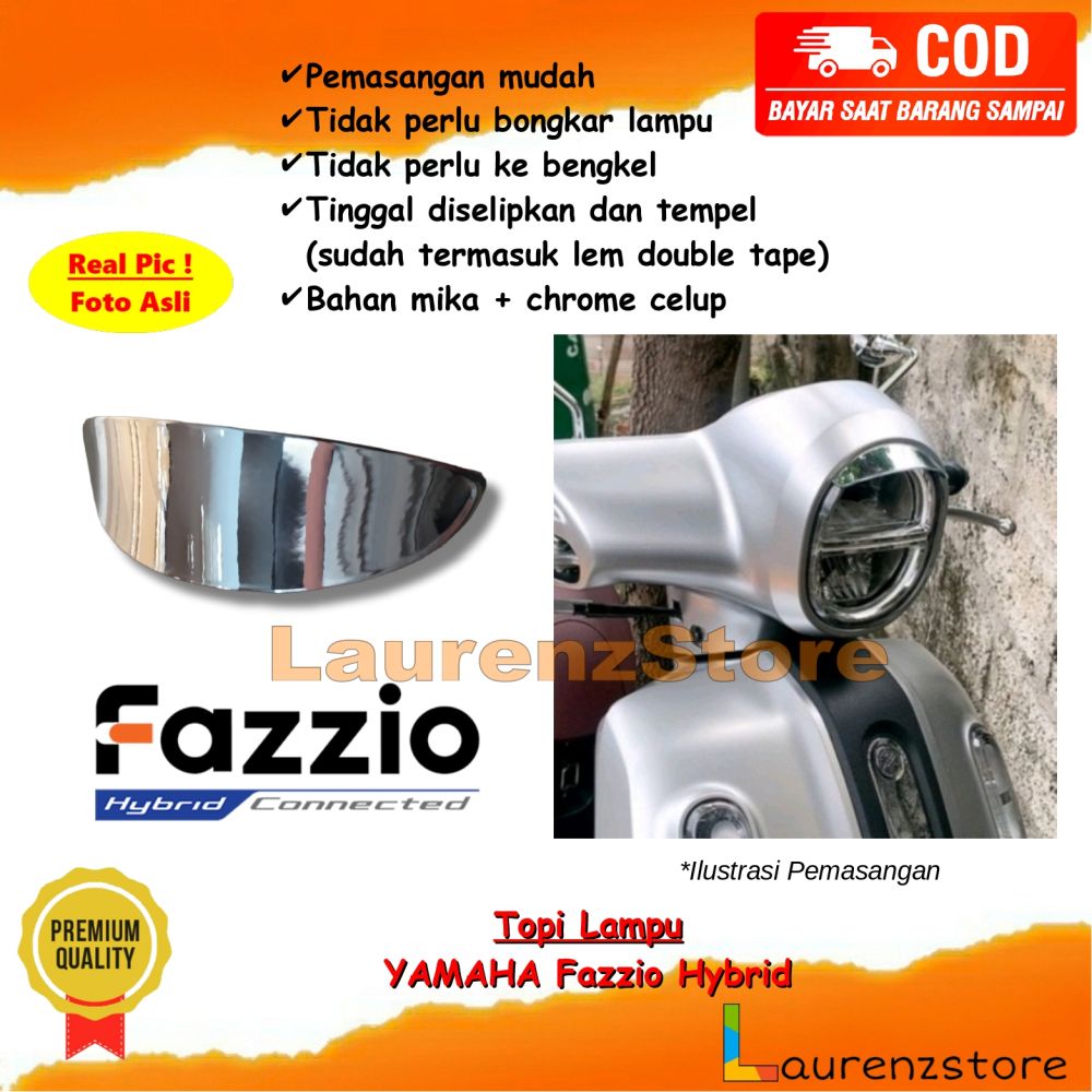 topi lampu depan fazzio - variasi warna chrome krum crom kaca depan ...