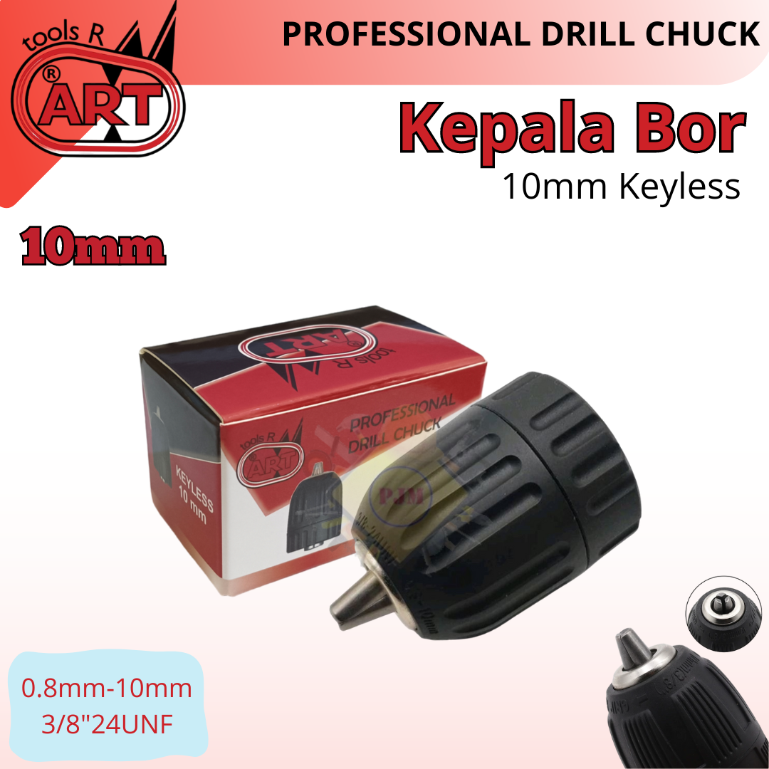 Kepala Bor 10mm - Keyless Drill Chuck 10mm x 3/8" - Kepala Bor Tanpa ...