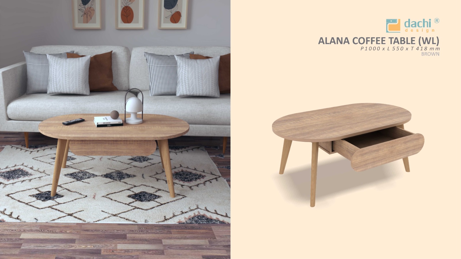 Dachi Alana CT Meja Kopi Vintage / Coffee Table / Meja Tamu Retro ...