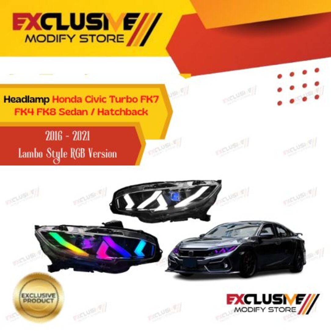 CIVIC TURBO FK7 FK4 FK8 FC1 HEADLAMP SEDAN / HB LAMBO RGB VERSION | Lazada Indonesia