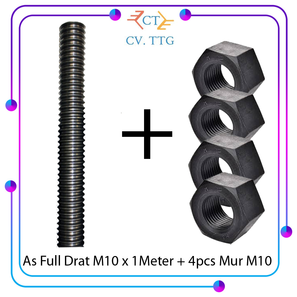 Set As Full Drat Baut Long Thread Bolt Stut Bolt M10 X 1 Meter + Mur 4 PCS | Lazada Indonesia