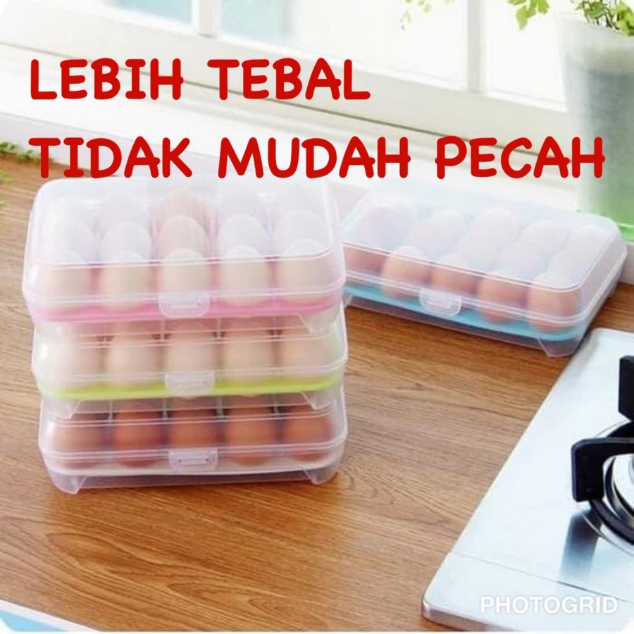 KOTAK SIMPAN TELUR ISI 15 WADAH TELUR TUTUP RAPAT BOX PLASTIK TEMPAT ...