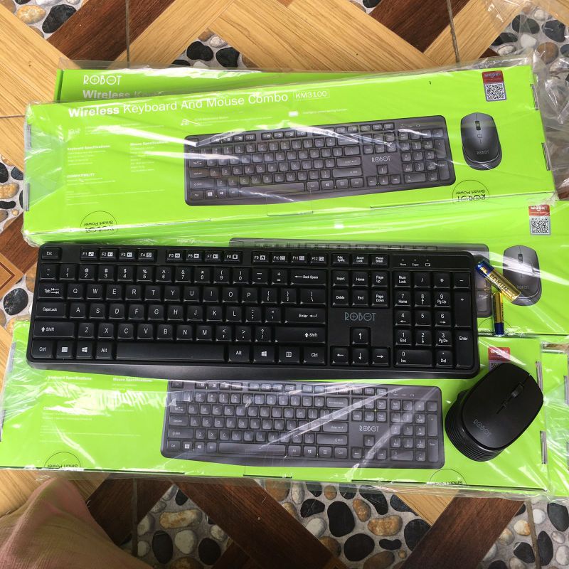 ROBOT KM3100 Wireless Keyboard dan Mouse combo black | Lazada Indonesia