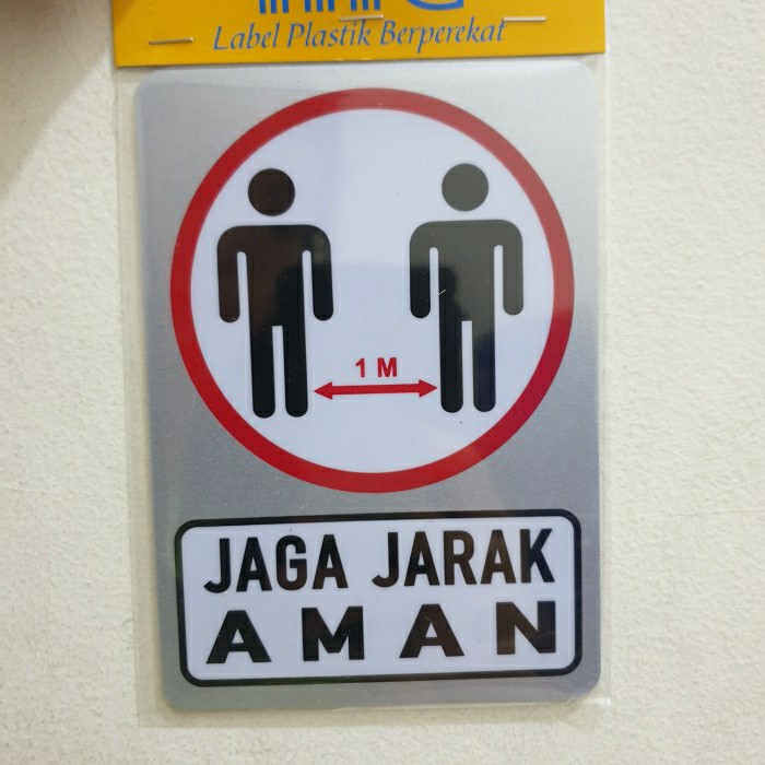 Stiker Tempel Pintu PVC Signage Papan Nama Logo Jaga Jarak Aman ...