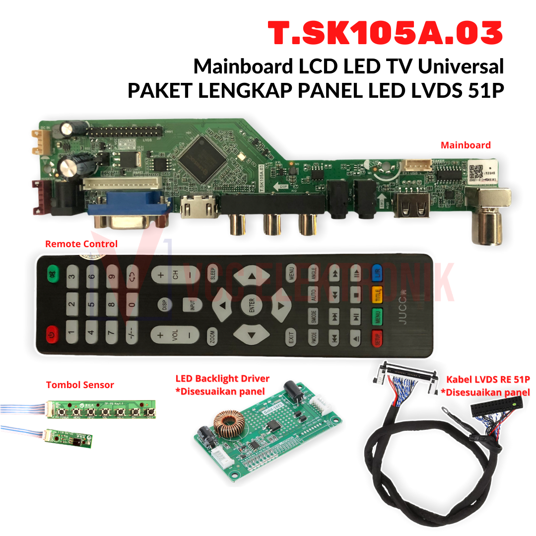 Mainboard LCD LED TV - Paket Lengkap Panel LVDS 51 Pin Universal ...