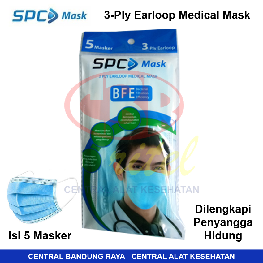 SPC MASK - Masker 3-Ply Earloop Medical / Surgical Mask isi 5pcs ...