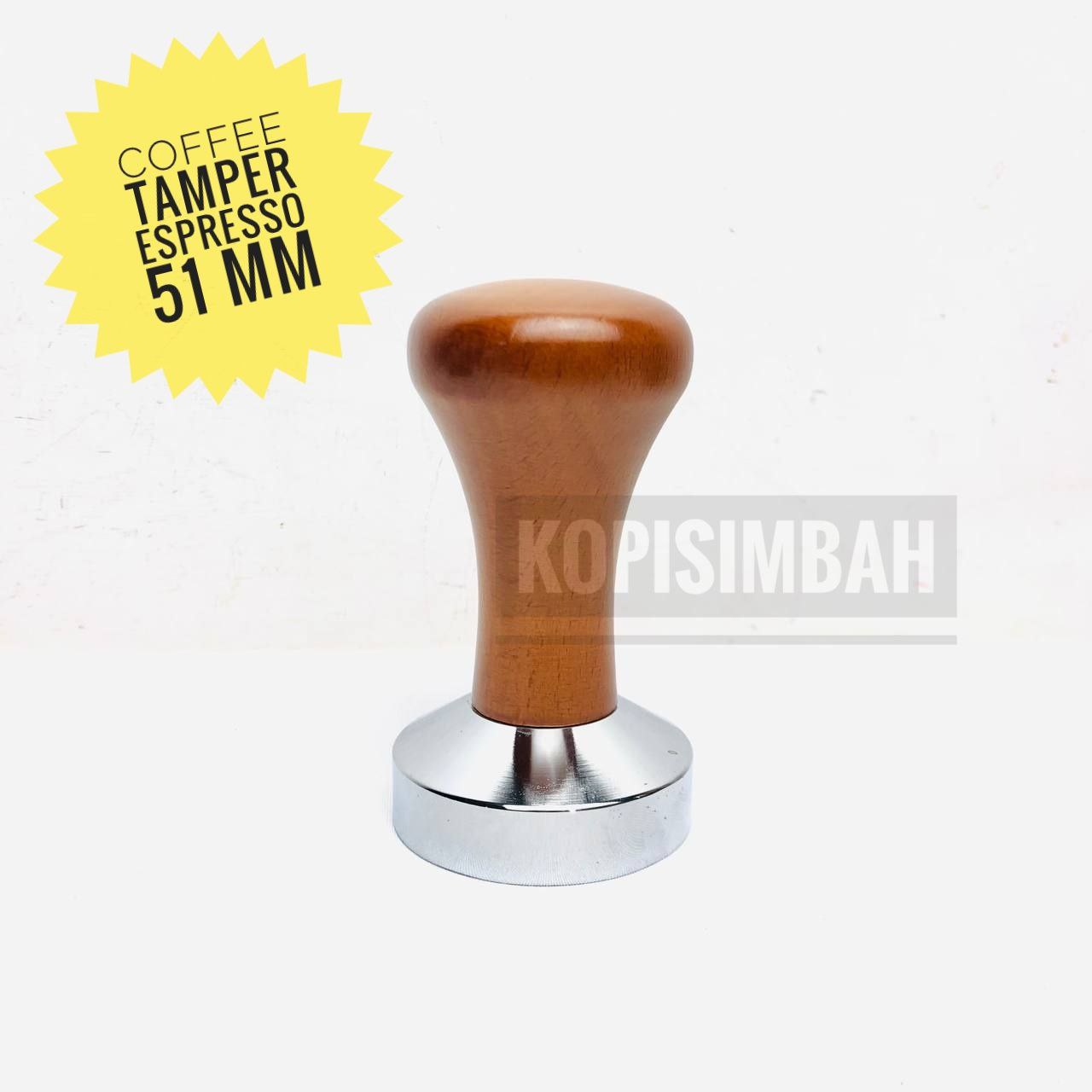 Tamper Mesin Espreso 51mm Stainless Steel Gagang Kayu Espresso Coffee ...