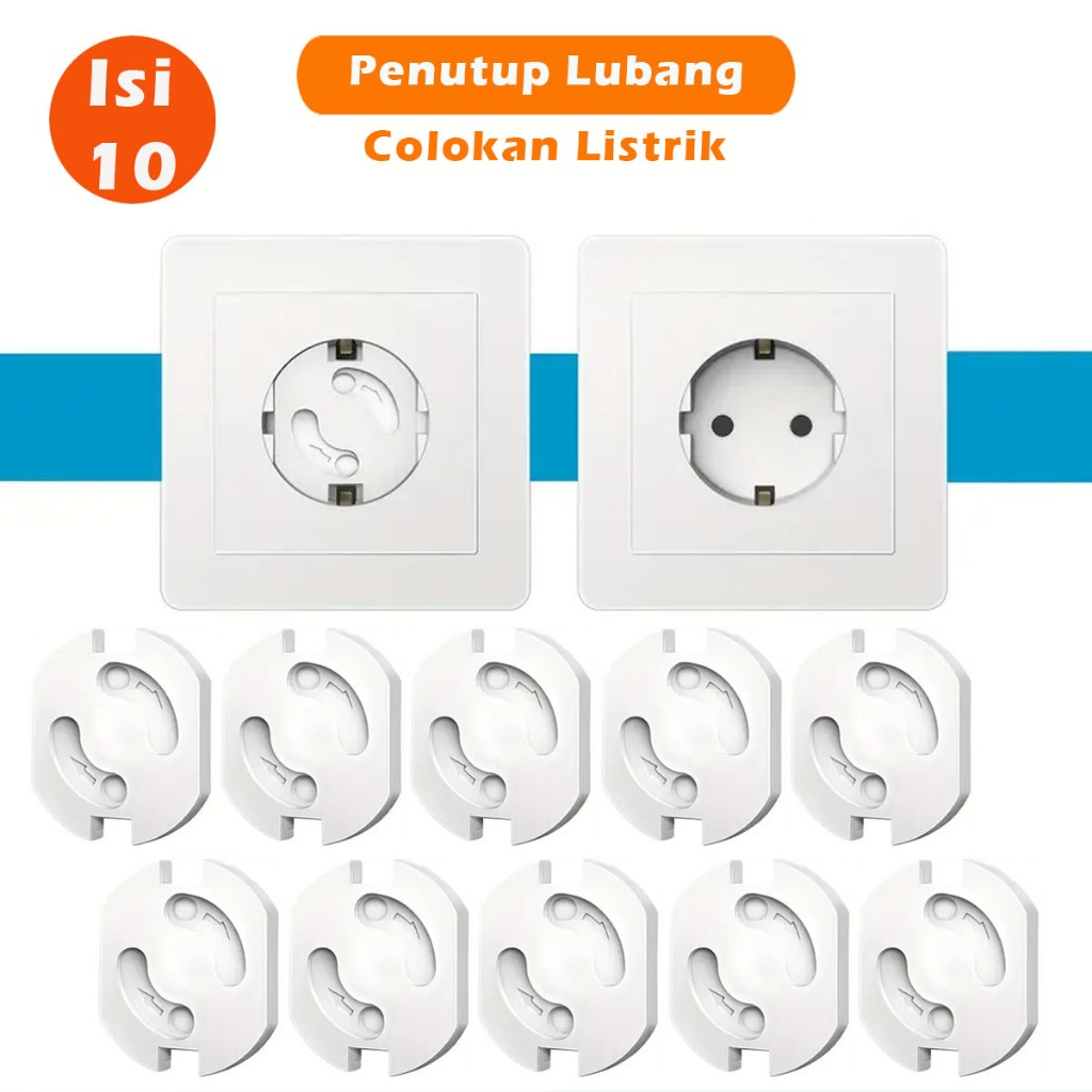 Isi 10 Alat Penutup Colokan Listrik Pengaman Lubang Listrik Otomatis ...