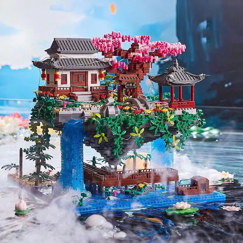 Mainan Blok Lego Bangun Susun Rumah Pohon Taman Air Terjun Waterfall ...